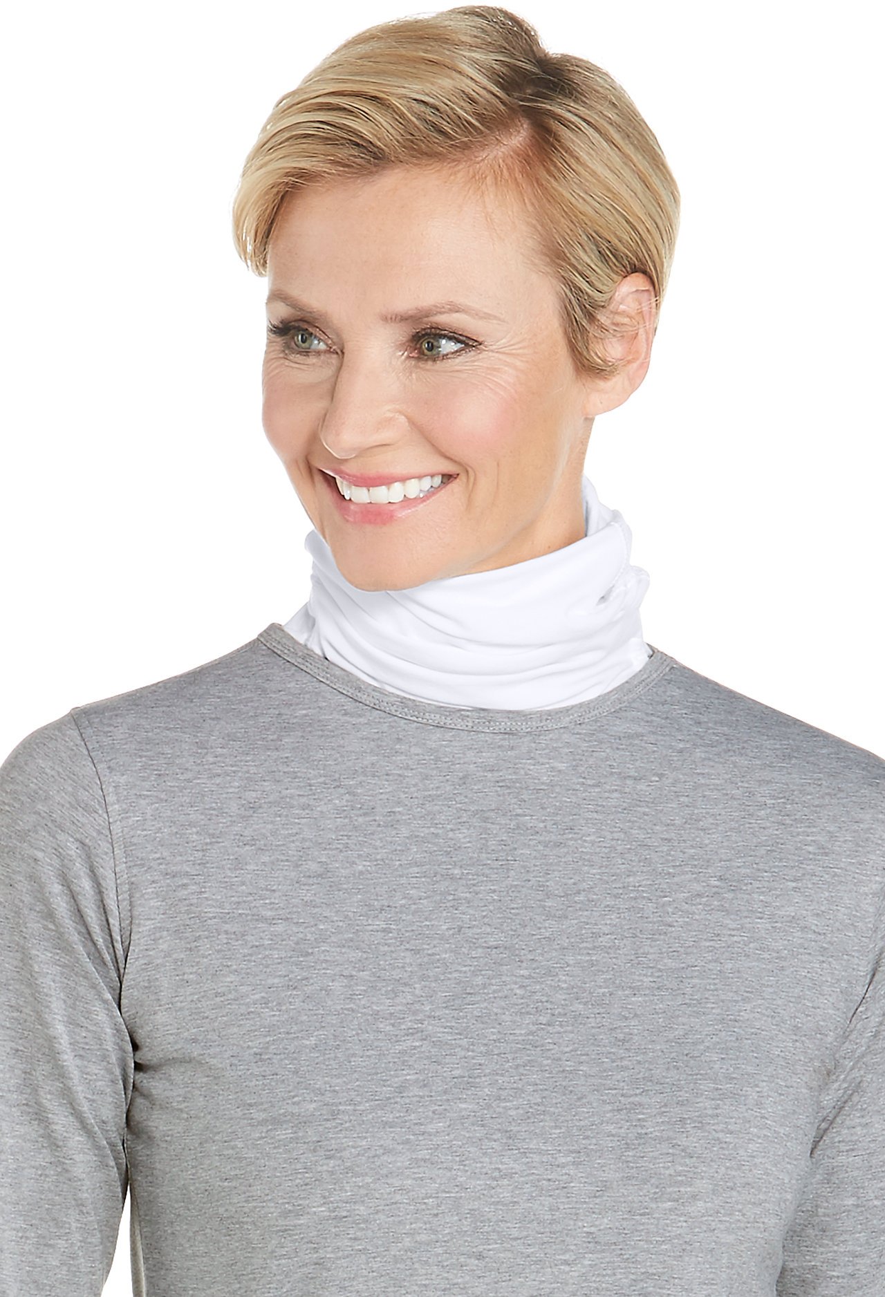 Coolibar UPF 50+ Men's Women's Key West Sun Neck Gaiter - Sun Protective (Small/Medium- White)