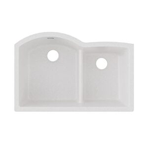 elkay quartz classic elghu3322rwh0 white offset 60/40 double bowl undermount sink with aqua divide