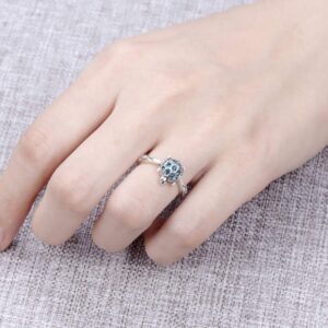 GW 925 Sterling Silver Ring for Women Band Ring Statement Rings for Birthday Wedding Gift (Green blue, 6)