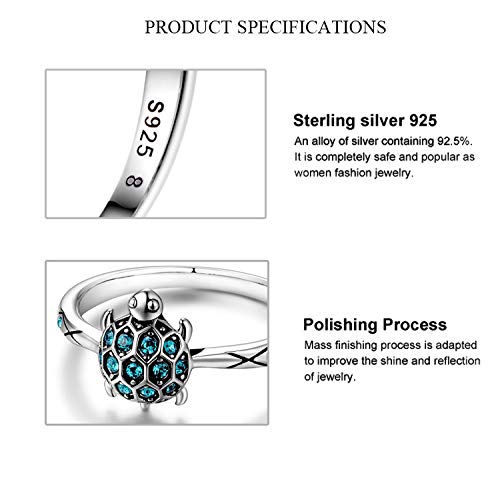 GW 925 Sterling Silver Ring for Women Band Ring Statement Rings for Birthday Wedding Gift (Green blue, 6)