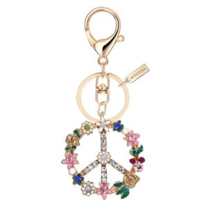 monnel bling crystal flower peace sign key ring creative packaging mz843-1