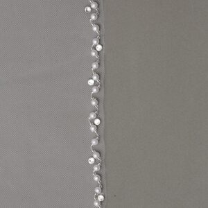 SAMKY 1T 1 Tier Crystal Pearl Wave Beaded Veil - Light Ivory Fingertip Length 36" V507