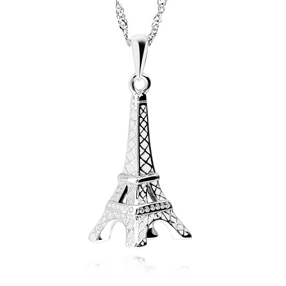 Gemschest Sterling Silver Eiffel Tower Pendant Necklace Paris Jewelry for Mom Women with 18" Silver Chain