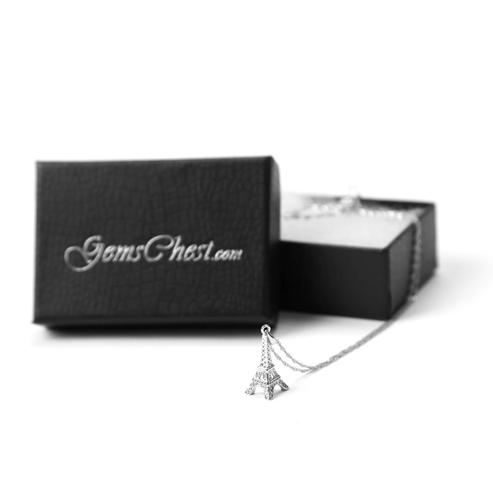 Gemschest Sterling Silver Eiffel Tower Pendant Necklace Paris Jewelry for Mom Women with 18" Silver Chain