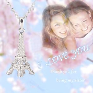 Gemschest Sterling Silver Eiffel Tower Pendant Necklace Paris Jewelry for Mom Women with 18" Silver Chain