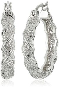 amazon essentials fine silver plated bronze diamond accent twisted hoop earrings (previously amazon collection)