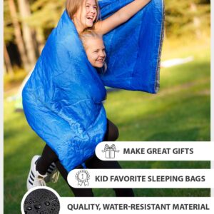 REVALCAMP Lightweight Blue Sleeping Bag Indoor & Outdoor use. Great for Kids, Youth & Adults. Ultralight and Compact Bags are Perfect for Hiking, Backpacking, Camping & Travel