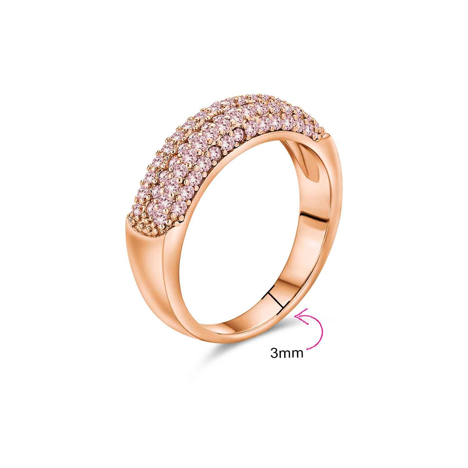 Personalized Micro Pave AAA Pink Cubic Zirconia Cocktail Anniversary CZ Pave Anniversary Statement 1/2 Eternity Wedding Band Ring For Women Rose Gold Plated .925 Sterling Silver Custom Engraved