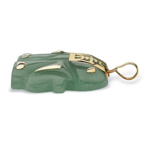 PalmBeach 14K Yellow Gold Genuine Green Jade Good Luck Elephant Charm Pendant (33mm)