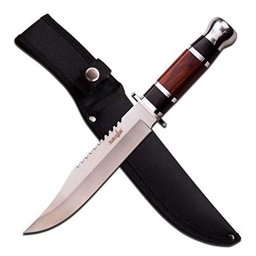 12" Wood Hunting Survival Skinning Fixed Blade Knife Full Tang Army Bowie