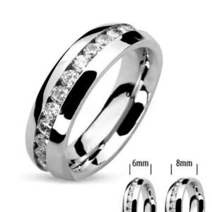 Marimor Jewelry His and Hers Stainless Steel 3 Piece Cubic Zirconia Wedding Ring Set and Eternity Wedding Band Women's Size 08 Men's 08mm Size 10