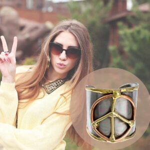 Anju Tri-Tone Peace Adjustable Cuff Ring