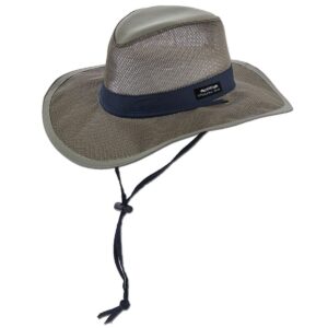 panama jack mesh crown safari sun hat, 3" brim, adjustable chin cord, upf (spf) 50+ sun protection (fossil, x-large)