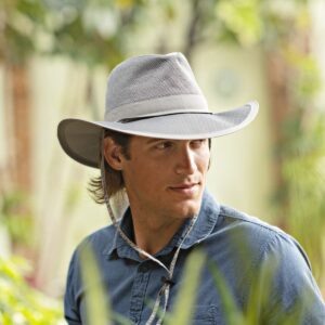 Panama Jack Mesh Crown Safari Sun Hat, 3" Brim, Adjustable Chin Cord, UPF (SPF) 50+ Sun Protection (Fossil, X-Large)