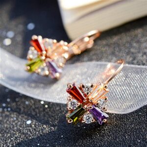 Kemstone Colorful Cubic Zirconia Rose Gold Leverback Earrings for Women Dangling Jewelry for Women