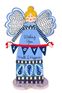 cathedral art (abbey & ca gift wishing you love angel figurine, blue,white,black