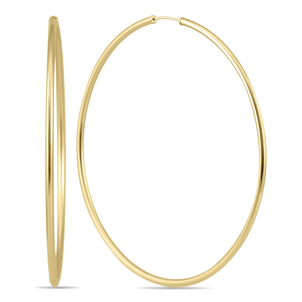 80MM Endless Hoop Earrings 14k Yellow Gold