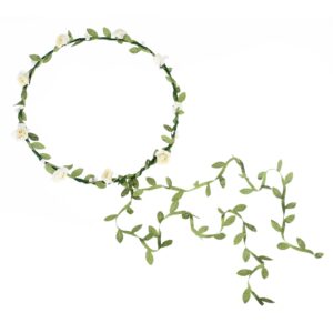 awaytr fashion for bohemian style wedding bride bridal headdress floral flower garland headwear headbands (cream white)