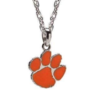 stone armory clemson tigers accessories - clemson paw charm necklace for women - hypoallergenic and adjustable 16-20in - clemson tiger gifts