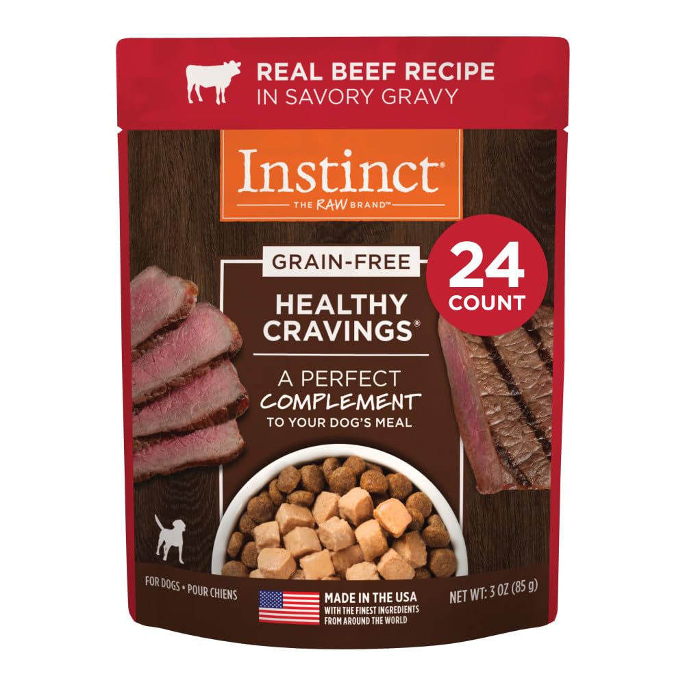 Instinct Healthy Cravings Grain Free Real Beef Recipe Natural Wet Dog Food Topper, 3 Oz (Pack of 24)