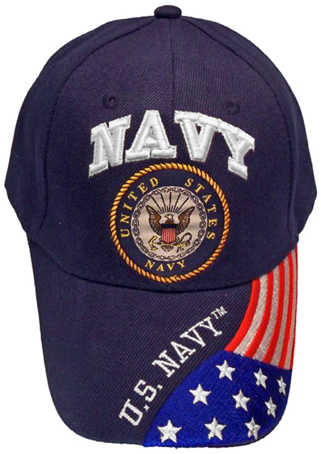 USA NAVY VETERAN BLUE BASEBALL STYLE FLAG EMBROIDERED HAT ball cap vet us retired