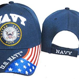 USA NAVY VETERAN BLUE BASEBALL STYLE FLAG EMBROIDERED HAT ball cap vet us retired