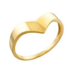 modern contemporary rings solid 14k yellow gold chevron ring for women (size 8.25)