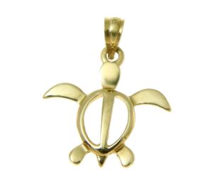 arthur's jewelry 14k solid yellow gold shiny hawaiian petro honu turtle charm pendant