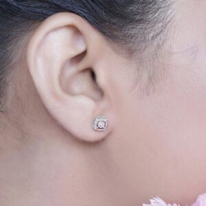 Dazzlingrock Collection 0.20 Carat Round White Diamond Cushion Cluster Stud Earrings in 925 Sterling Silver in Screw Back