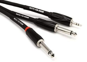 roland black series interconnect cable, 3.5mm trs to dual 1/4-inch, y cable, 15-feet