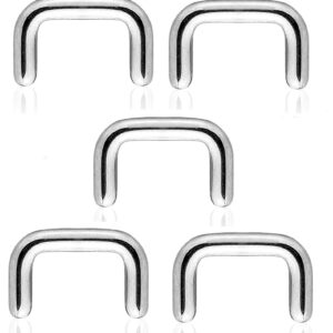 Set of 5 16GA Stainless Steel Septum Ring Retainer Piercing Hider (Set of 5)