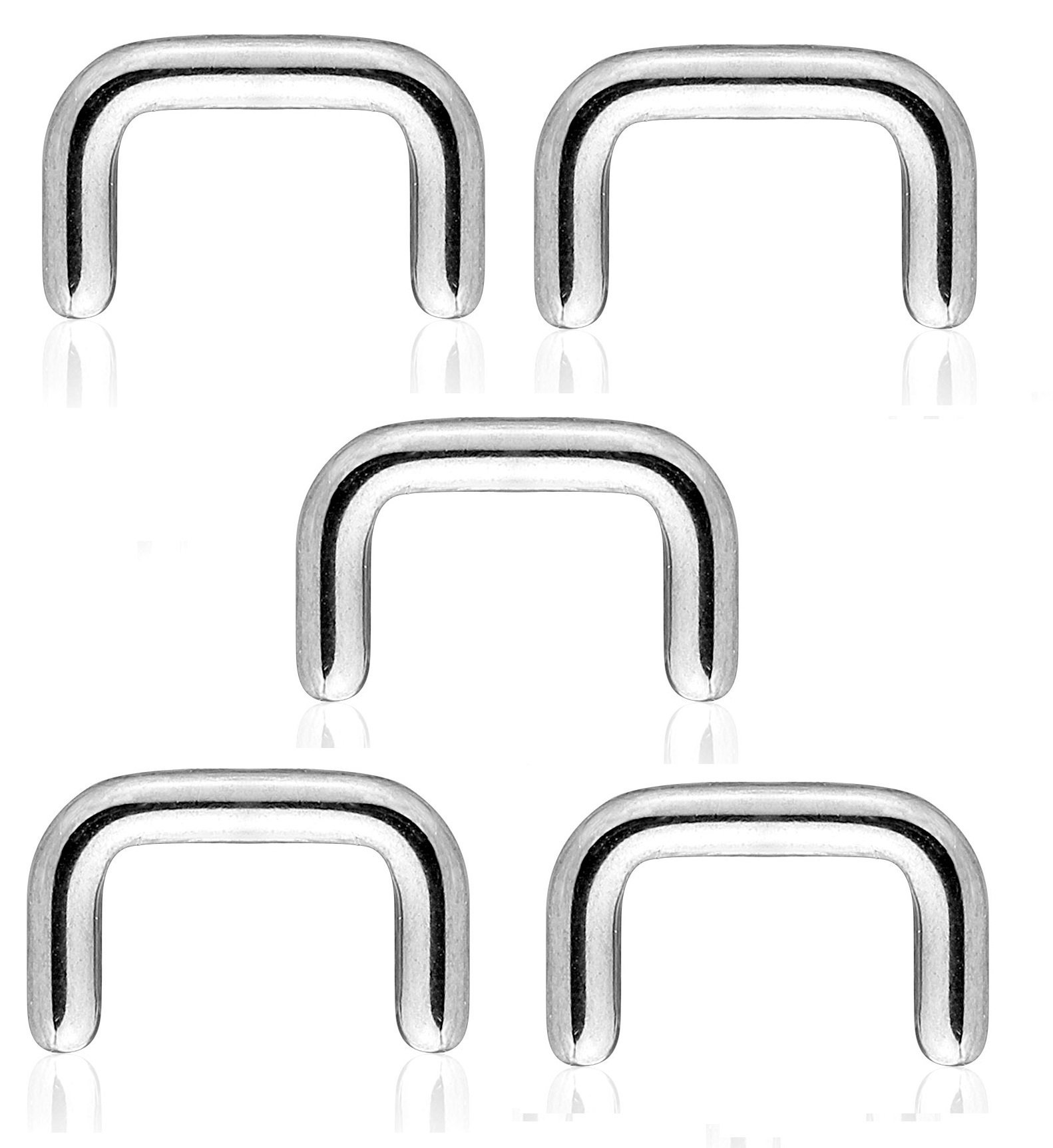 Set of 5 16GA Stainless Steel Septum Ring Retainer Piercing Hider (Set of 5)