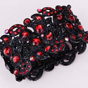 YACQ Women's Flower Stretch Cuff Bracelet fit Wrist Size 6.5 to 7.5 inch - Comfortable Elastic Band & Floral Pattern Crystal Jewelry - Lead & Nickle Free - Halloween Costume Outfit