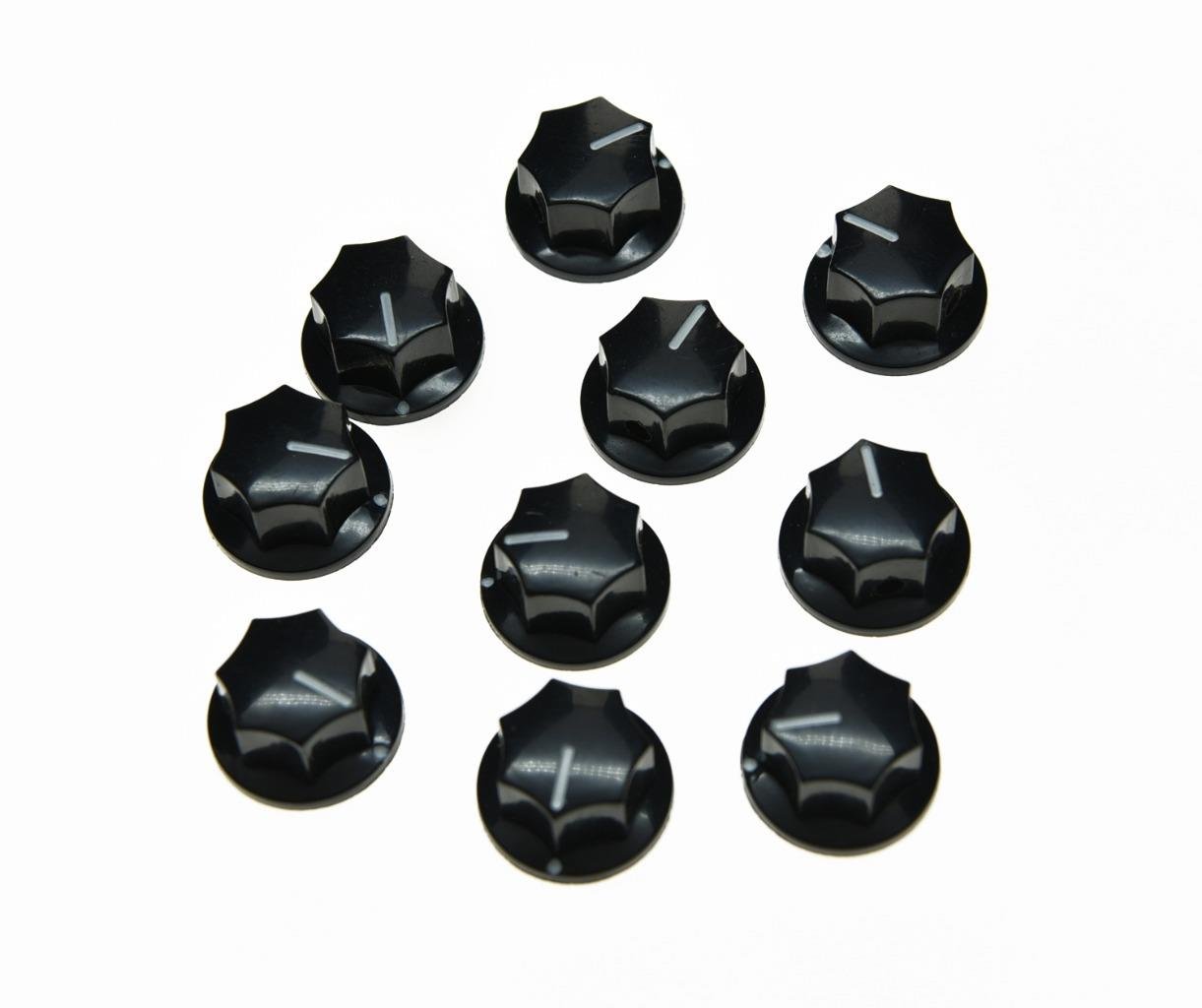 KAISH 10pcs Black Mini MXR Style Skirted AMP Knob Brass Insert Effect Pedal Knobs