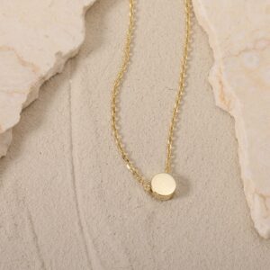 S.Leaf Sterling Silver Tiny Dot Necklace Round Circle Necklaces for Women Dainty Necklaces for Women Simple Necklaces for Women (01_dot_gold)