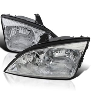 spec-d tuning headlights chrome compatible with 2005-2007 ford focus l+r pair head light lamp assembly