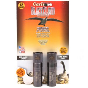 carlsons choke tubes 12 gauge compatible for beretta benelli mobil [ 2 pack | mid range & long range diameter ] titanium-coated steel | black cloud waterfowl choke tube | made in usa