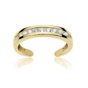 b. brilliant toe rings for women in yellow gold flash sterling silver cubic zirconia channel-set polished adjustable