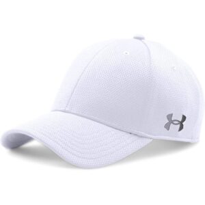 under armour men's curved brim stretch fit cap, white/graphite, medium/large