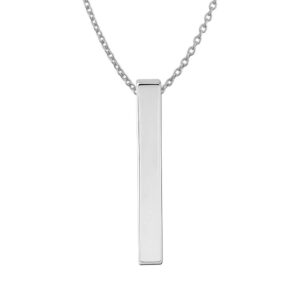 sterling silver plain vertical bar pendant necklace, 18"