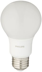 philips led frosted flicker-free a19, non-dimmable, eyecomfort technology, 450 lumen, soft white light (2700k), 6.5w=40w, e26 base, pack of 4