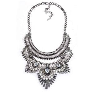 thkmeet vintage gypsy bohemian ethnic tribal boho statement pendant necklace,owl style (silver)