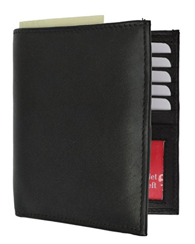 Marshal RFID Men's Genuine Leather European Bifold Wallet Slim Hipster 2 Windows Bk