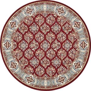 unique loom narenj collection classic traditional textured repeat design area rug, 10' round, burgundy/blue