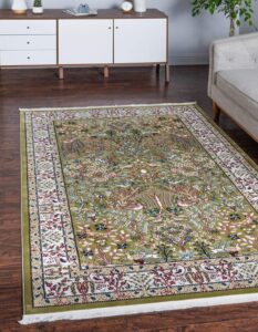 unique loom narenj collection area rug - bristol (5' 3" x 8' rectangle, green/ ivory)