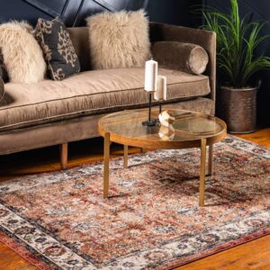 Unique Loom Utopia Collection Traditional Classic Vintage Inspired Area Rug with Warm Hues, 8' x 10' Rectangle, Terracotta/Blue