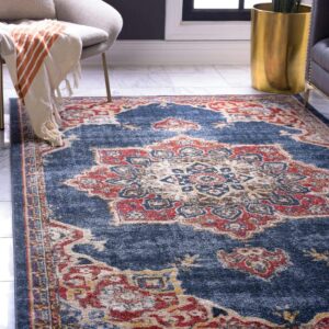 Unique Loom Utopia Collection Traditional Classic Vintage Inspired Area Rug with Warm Hues, 5' 1" x 8' Rectangle, Dark Blue/Beige