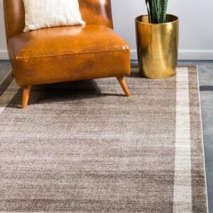 Unique Loom Del Mar Collection Area Rug - Maria (7' 1" x 10' Rectangle, Light Brown/ Ivory)