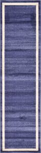 unique loom del mar collection area rug - maria (2' 7" x 10' runner, navy blue/ ivory)