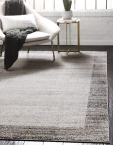 unique loom del mar collection area rug - abigail (9' x 12' rectangle, light gray/ black)